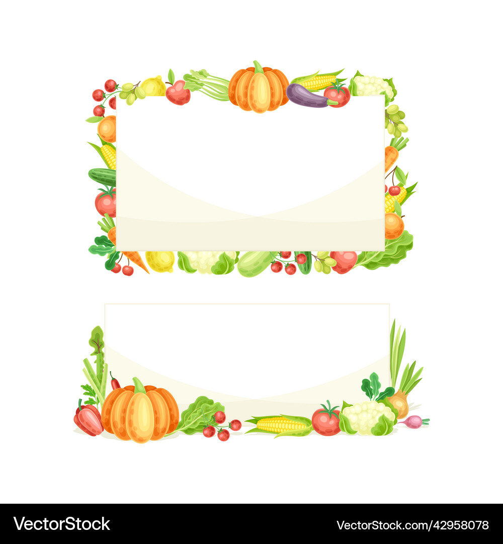 Vegetables frame and border with fresh organic Vector Image
