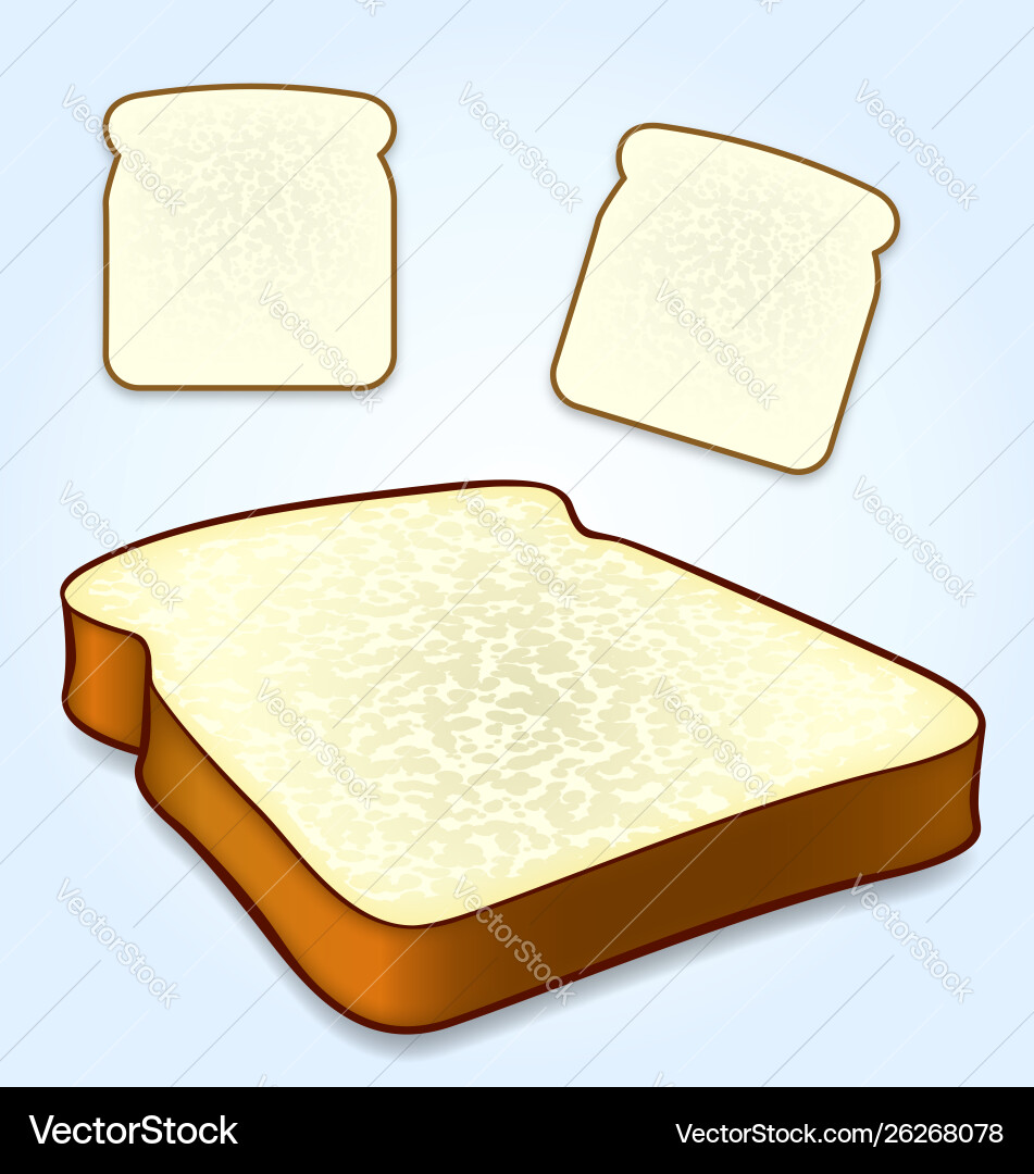 White bread slice icons top and isometric views Vector Image