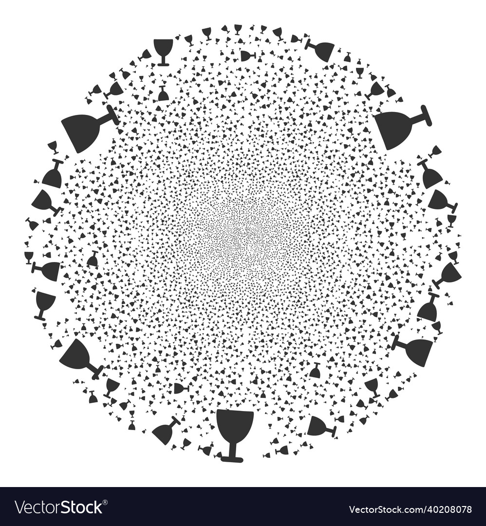 Wine glass icon mosaic exploding spheric cluster Vector Image Wine glass icon mosaic exploding spheric cluster Vector Image