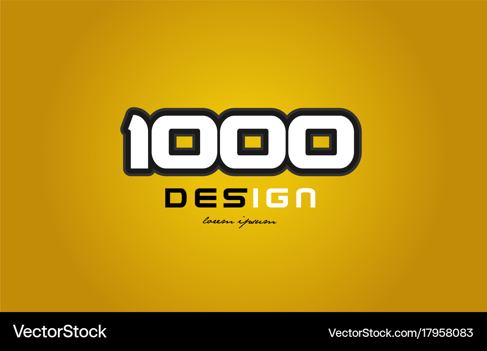 1000 number numeral digit white on yellow Vector Image