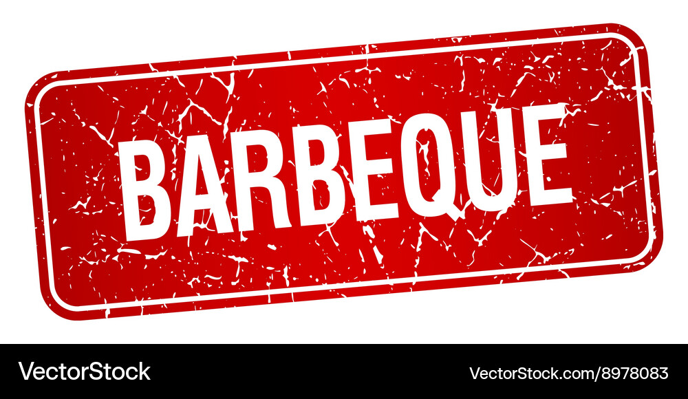 Barbecue red square grunge textured isolated stamp