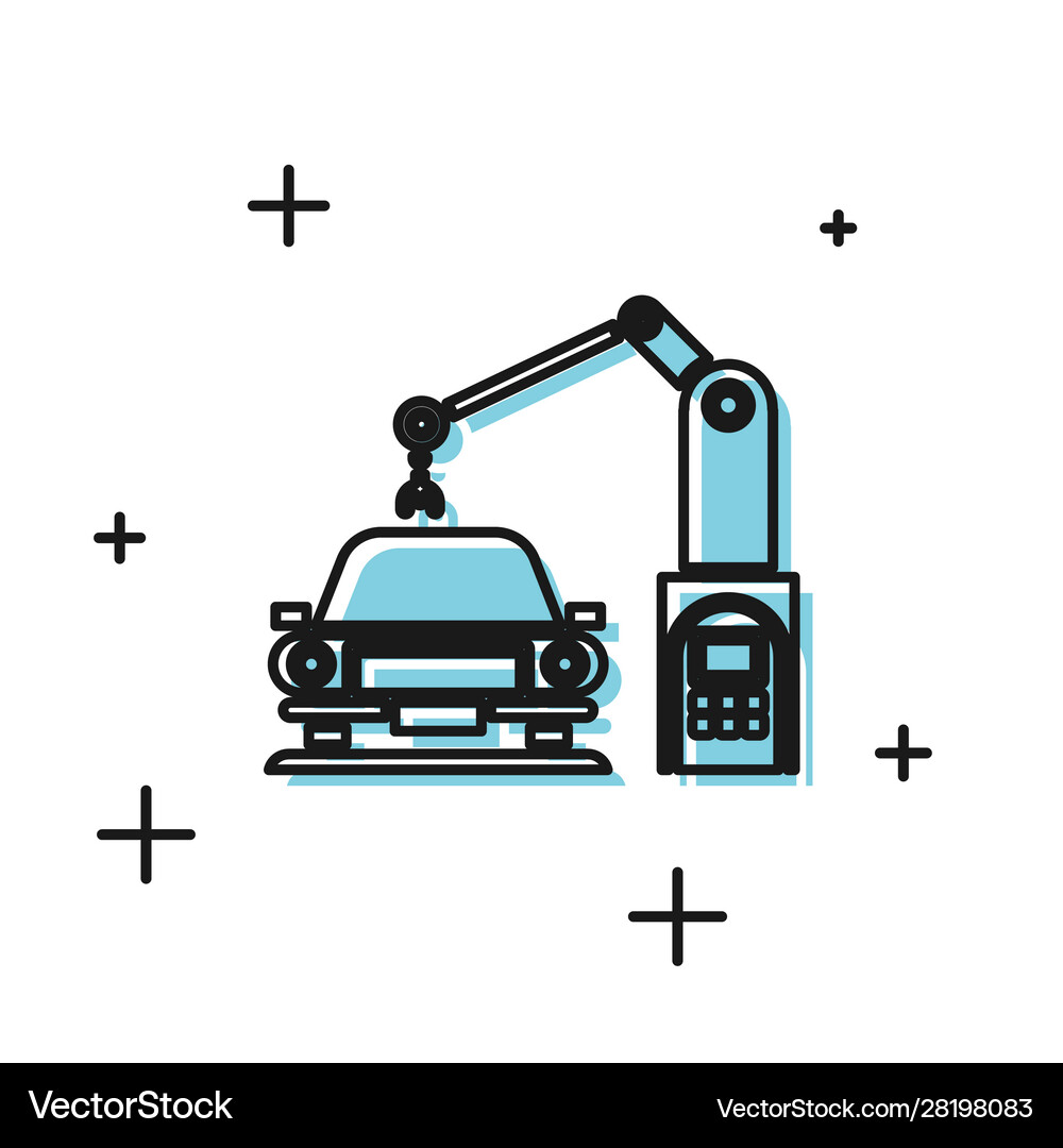 Black industrial machine robotic robot arm hand Vector Image