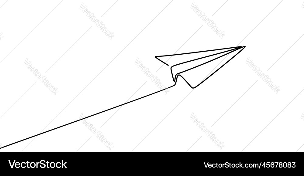 Continuous line drawing of paper plane Royalty Free Vector