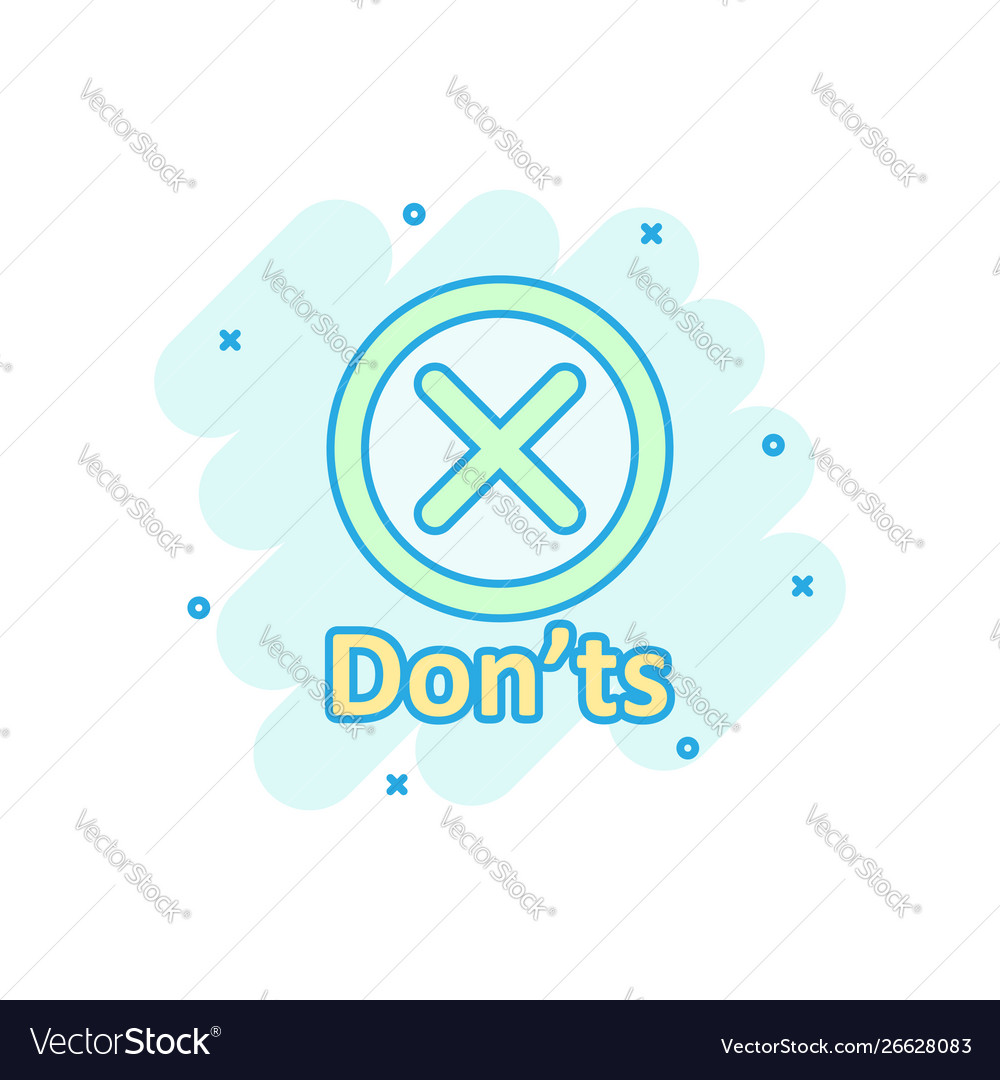 Donts sign icon in comic style unlike cartoon Vector Image Donts sign icon in comic style unlike cartoon Vector Image