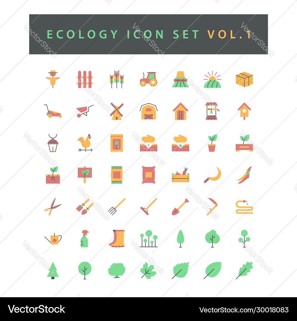 Ecology icon set with colorful modern flat style Vector Image