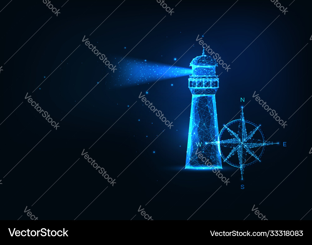 Futuristic sea adventure concept with glowing low Vector Image