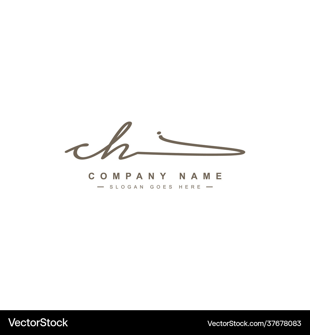 Initial letter ch logo - handwritten signature Vector Image