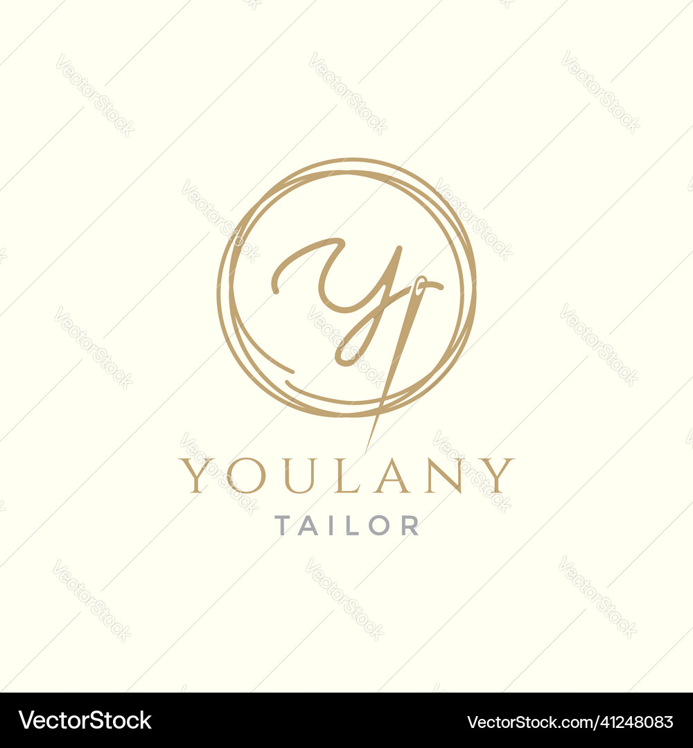 Letter y with yarn needle tailor logo design Vector Image