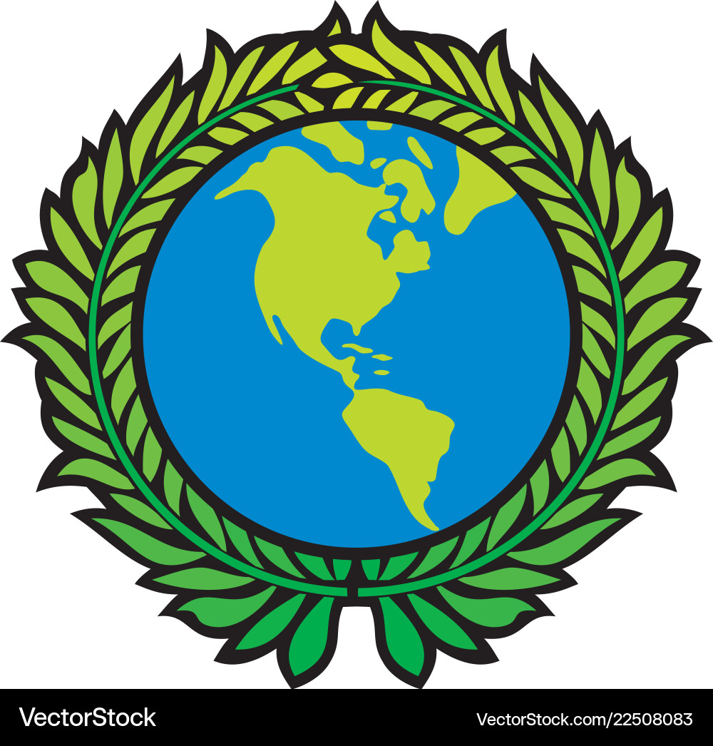 Planet earth and wreath leaf design Royalty Free Vector