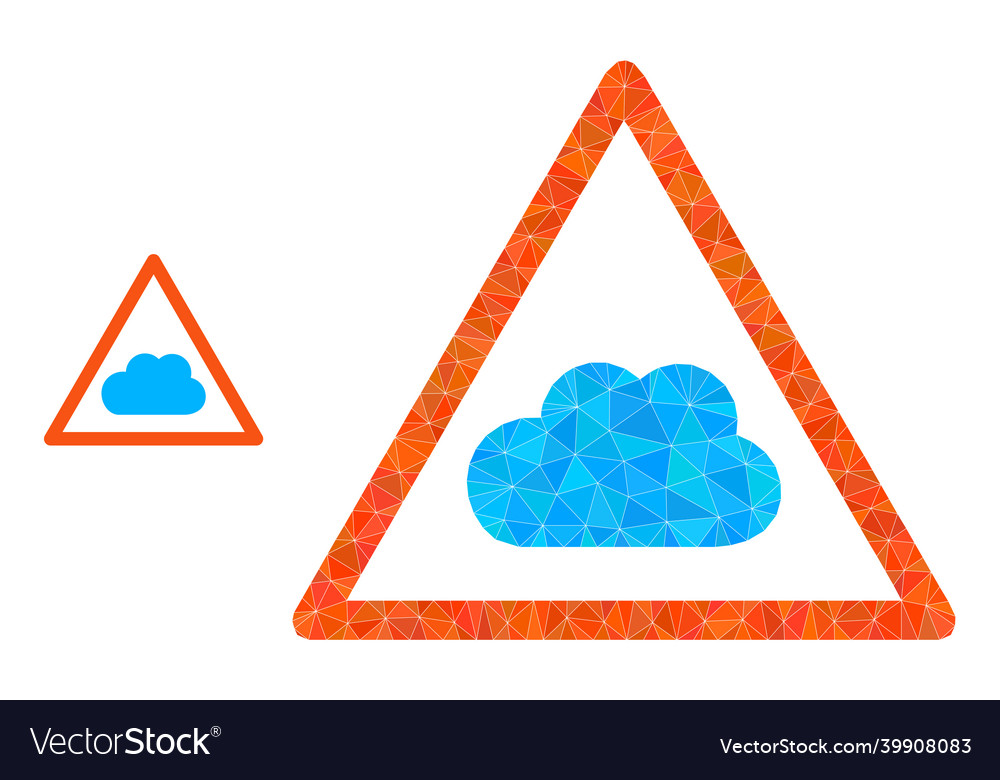 Polygonal cloud warning icon Royalty Free Vector Image