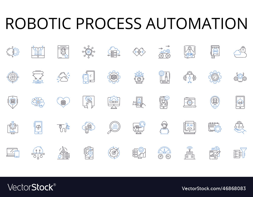 Robotic process automation line icons collection Vector Image Robotic process automation line icons collection Vector Image