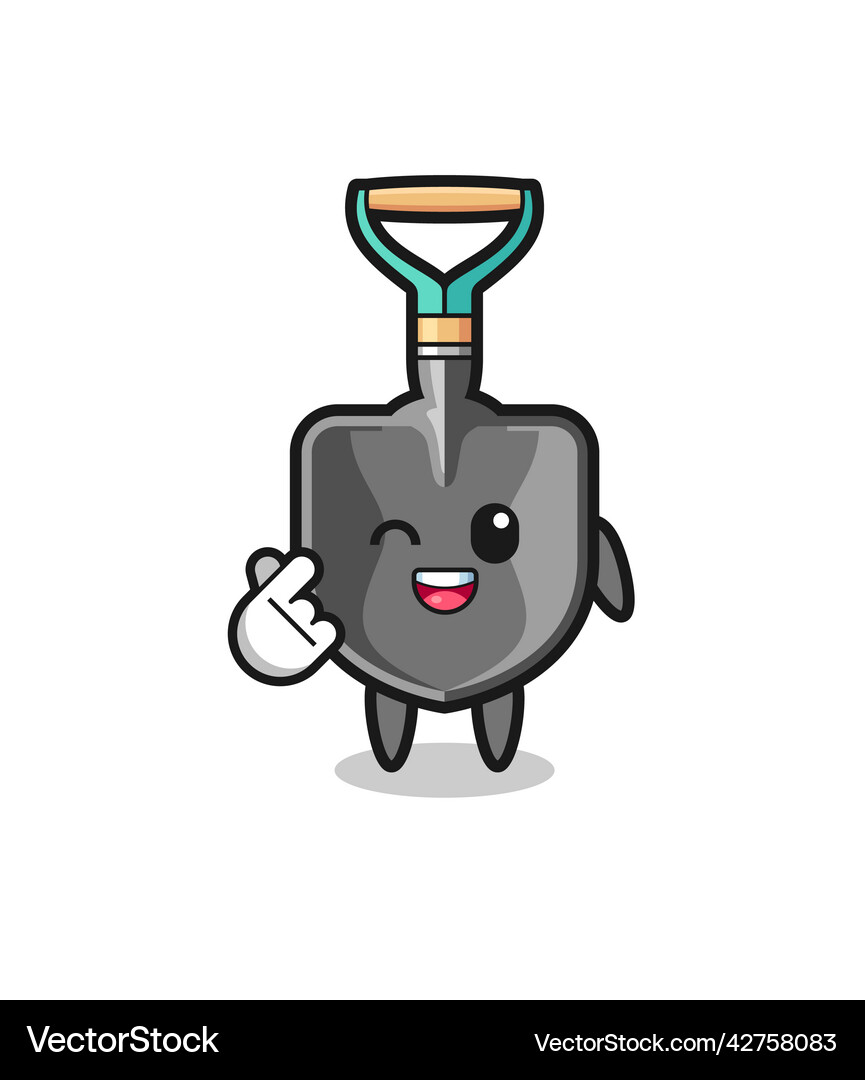 Shovel character doing korean finger heart Vector Image