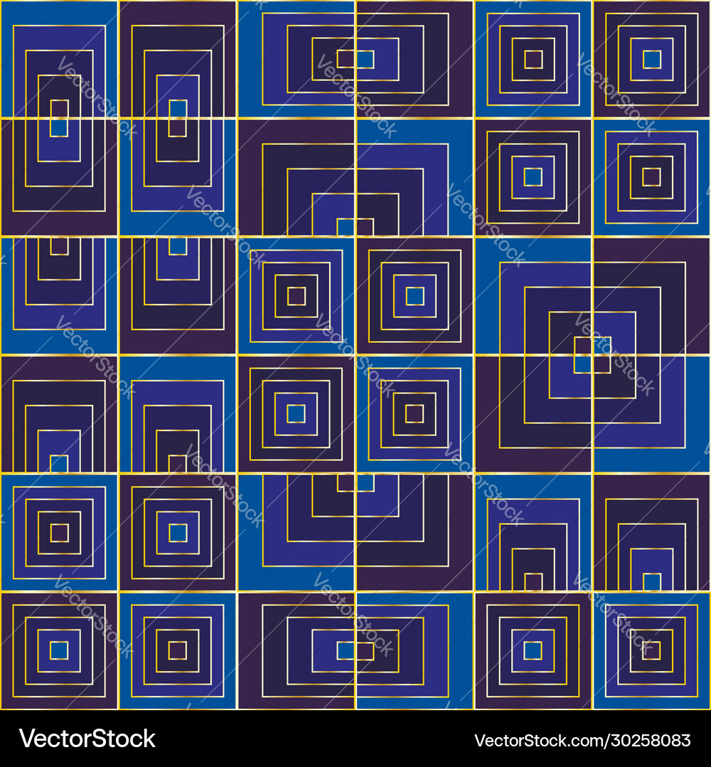 Square geometric shapes with gold outline Vector Image