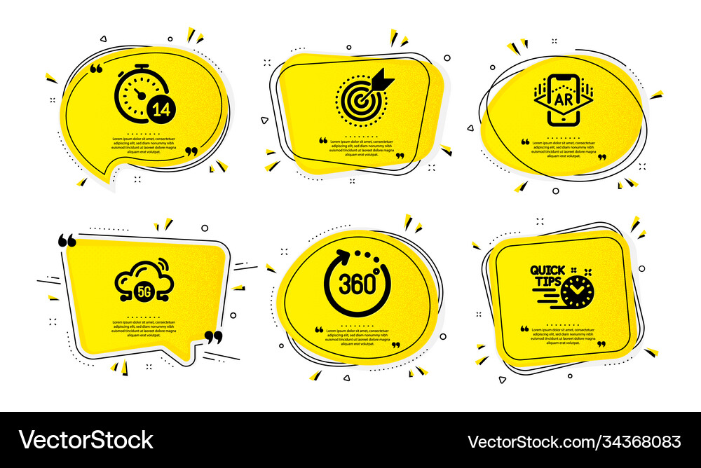 Target purpose 360 degrees and quarantine icons Vector Image