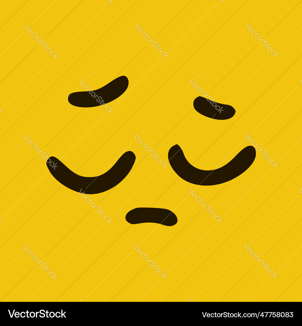 Unhappy face in doodle style yellow background Vector Image