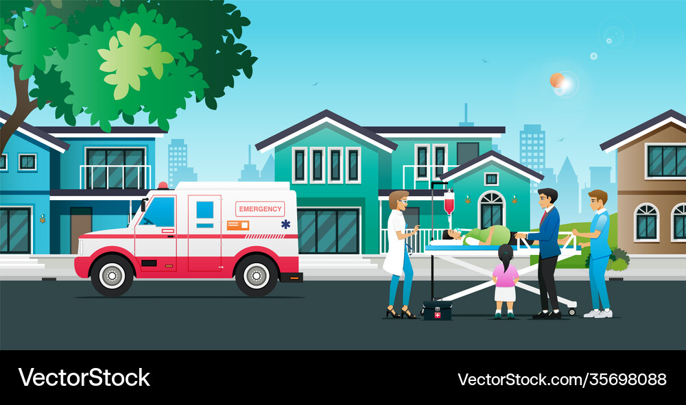 Ambulance to receive patients Royalty Free Vector Image