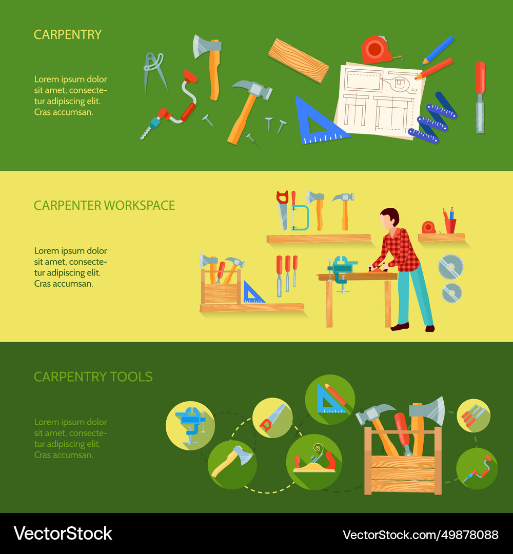 Carpentry banners set Royalty Free Vector Image