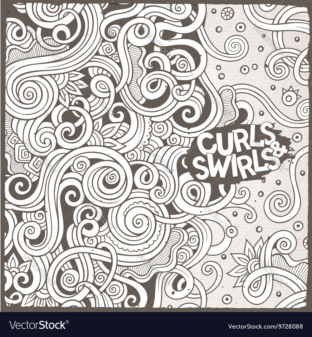 Cartoon cute doodles curls frame design Royalty Free Vector