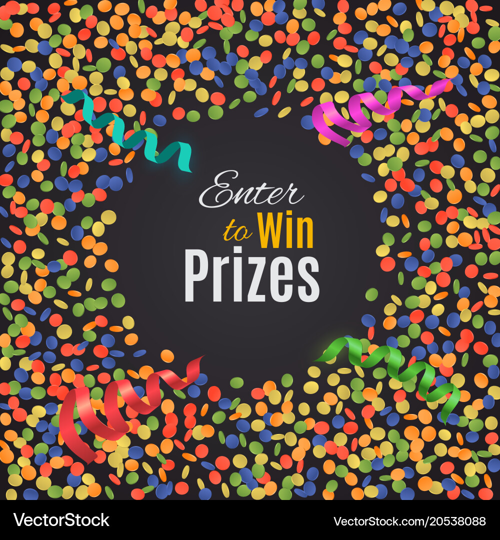 Colorful confetti background with round plate Vector Image