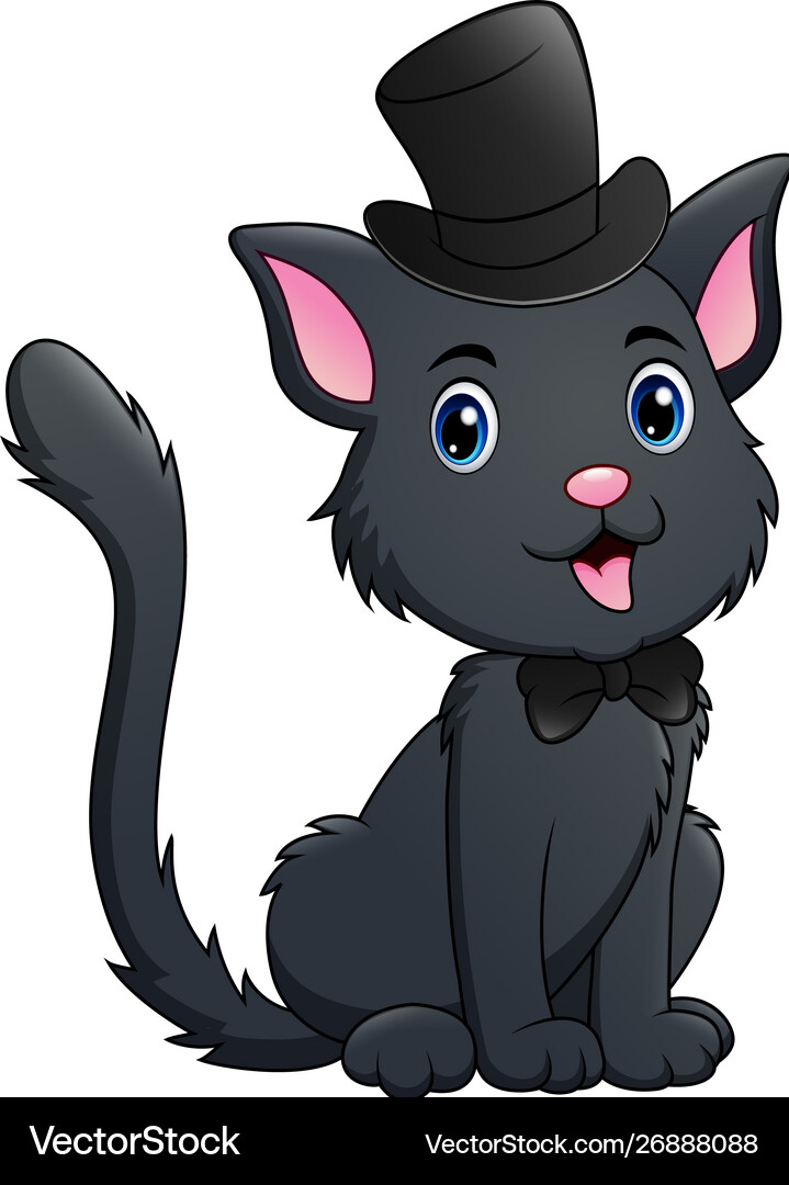 Cute black cat cartoon Royalty Free Vector Image