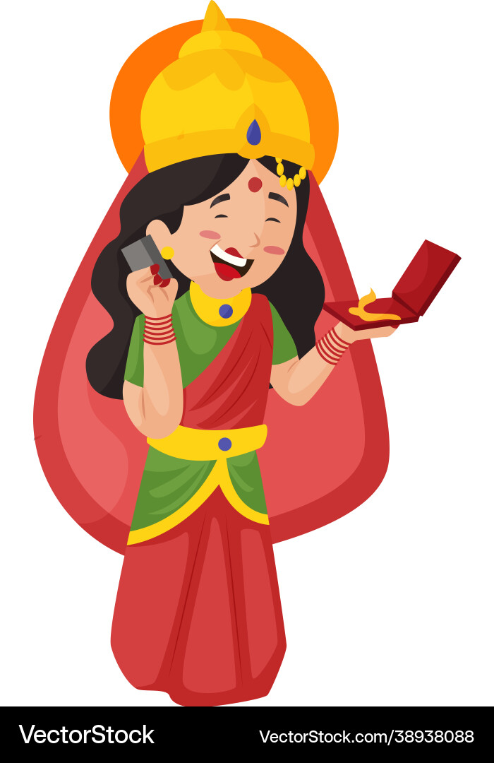 Goddess lakshmi cartoon character Royalty Free Vector Image