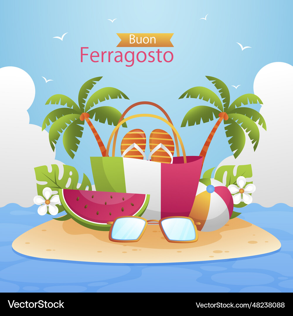 Italian ferragosto celebration isolated on white Vector Image