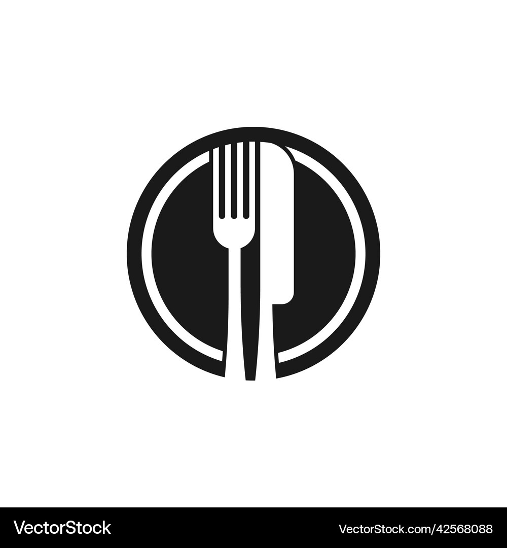 Plate fork and knife icon in flat style food Vector Image