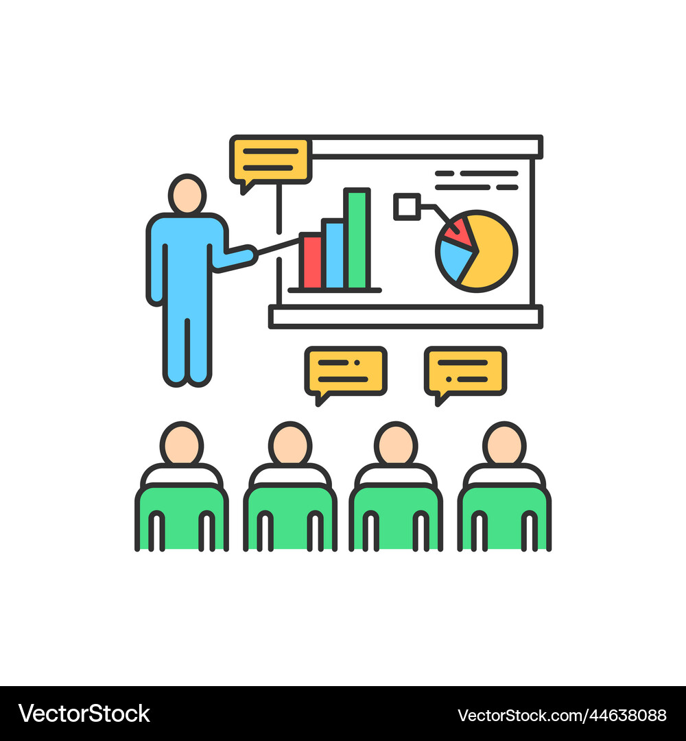 Project presentation color line icon business Vector Image