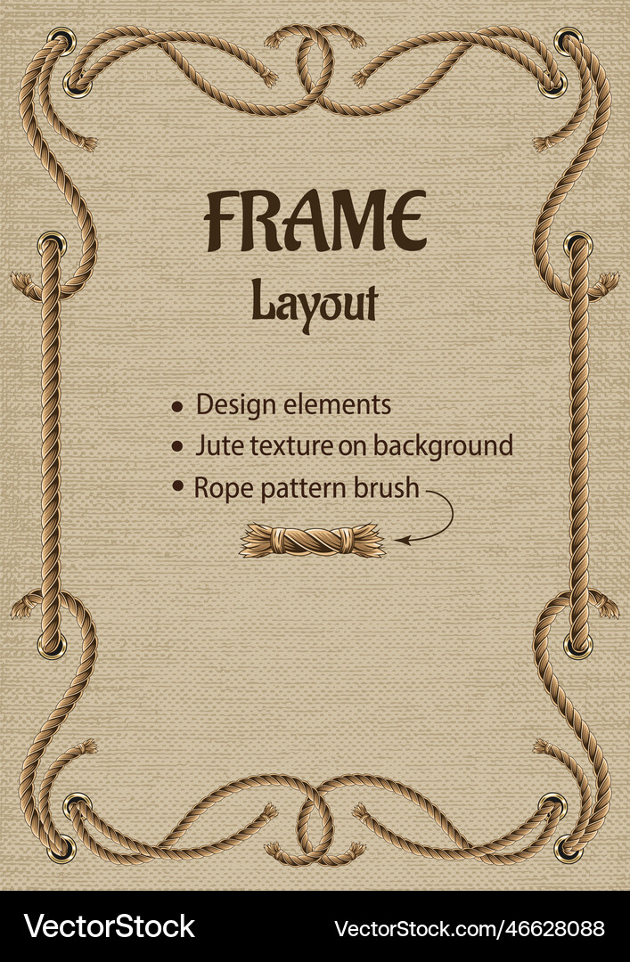 Vintage rope frame with set of design elements Vector Image