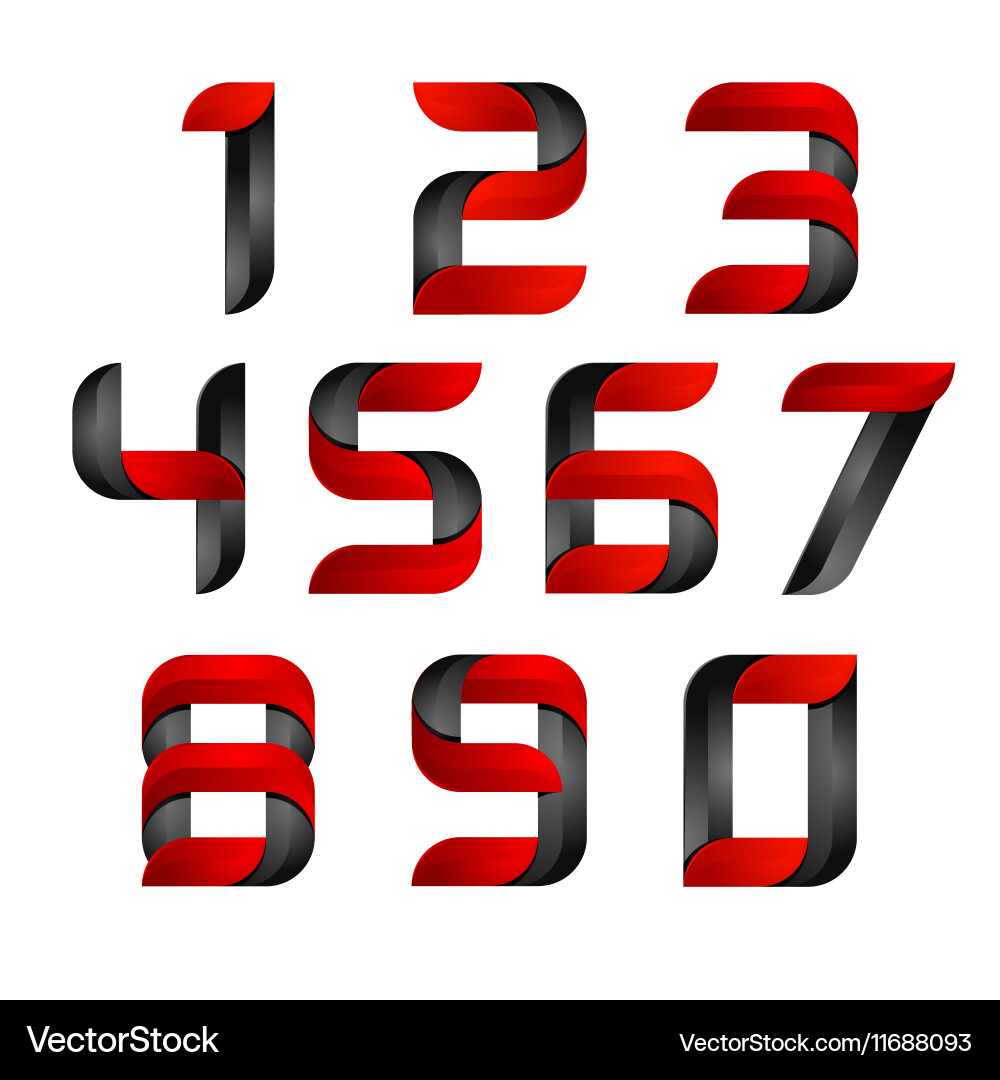 3d number set logo with speed red and black design
