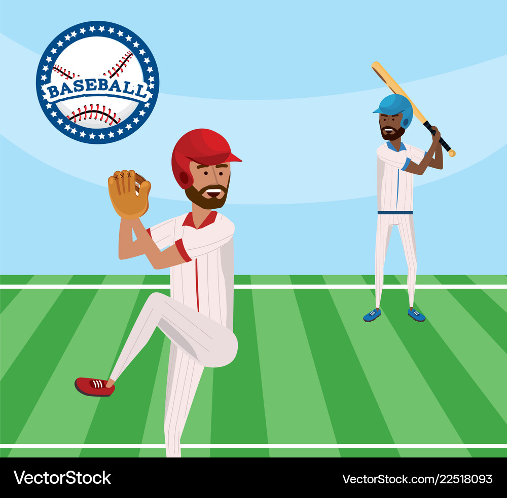 Baseball player competition game in the field Vector Image