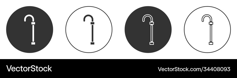 Black walking stick cane icon isolated on white Vector Image