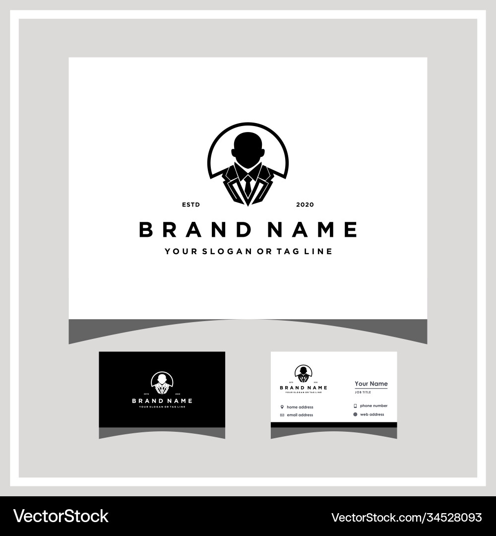 Business man logo design and card Royalty Free Vector Image