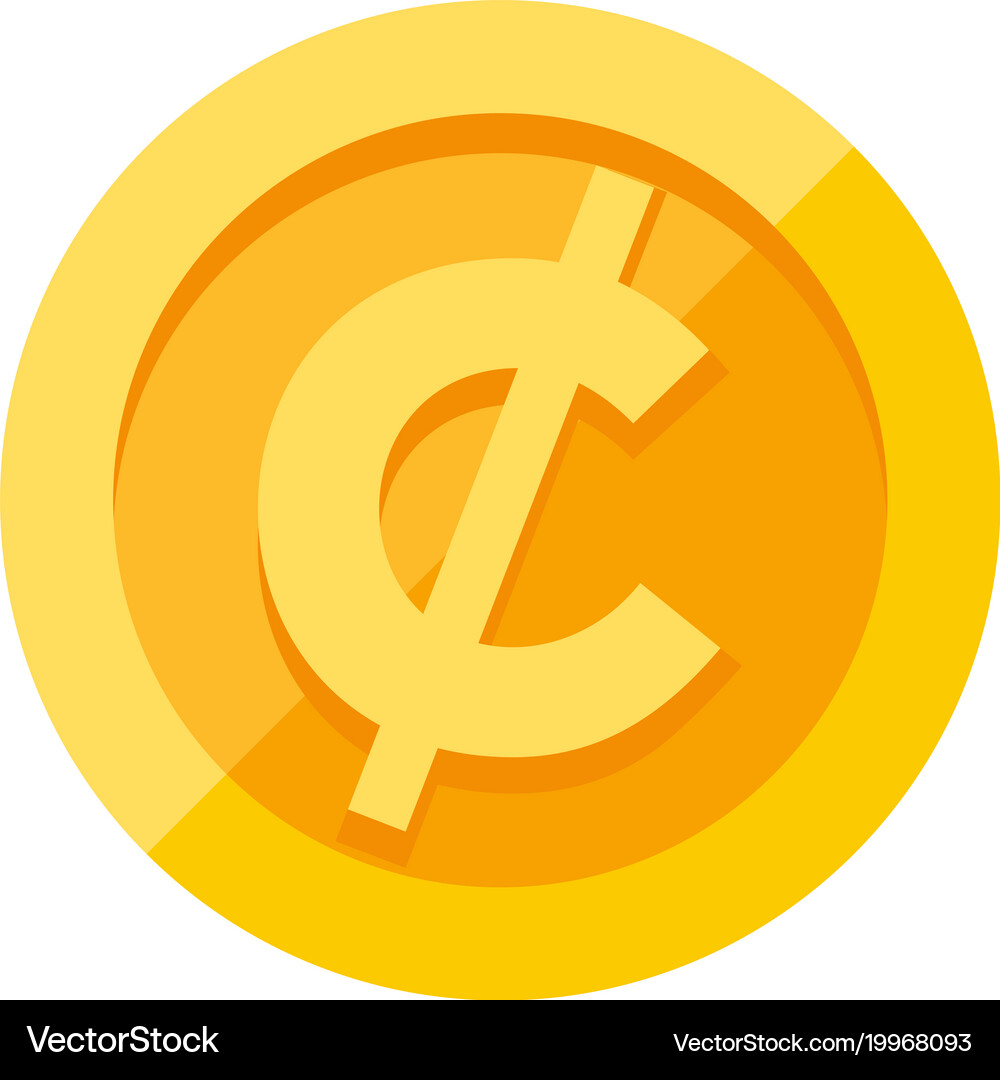 Cent or centavo currency symbol on gold coin flat Vector Image