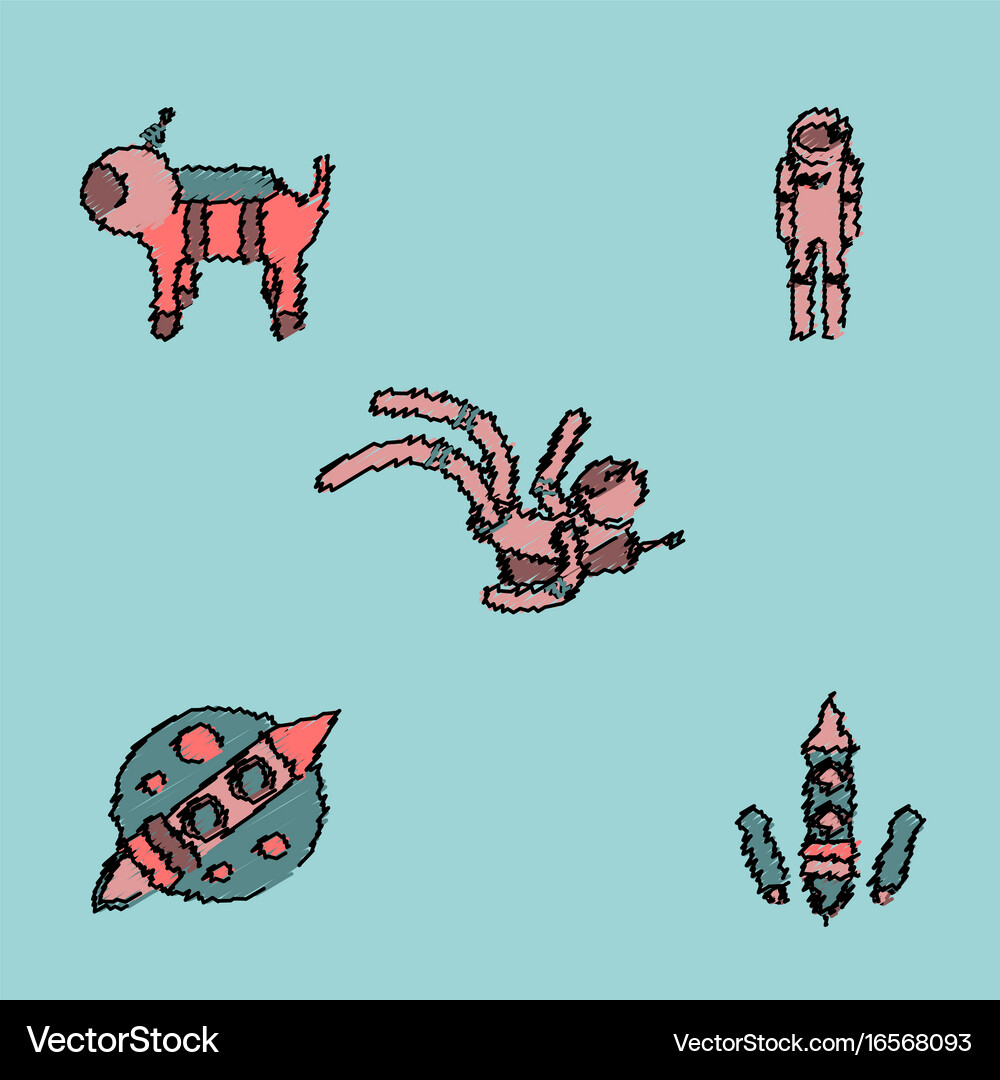 Collection of icons and space technology Vector Image