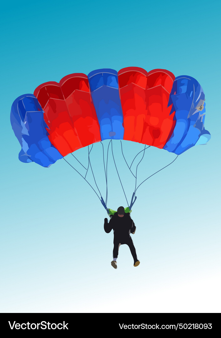 Colorful parachute against blue sky and white Vector Image