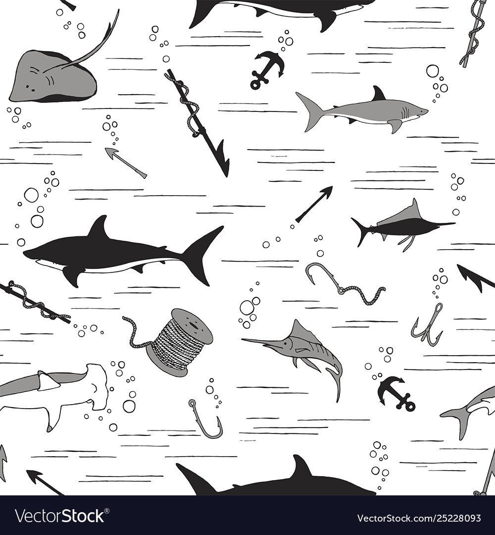 Fishing seamless pattern Royalty Free Vector Image