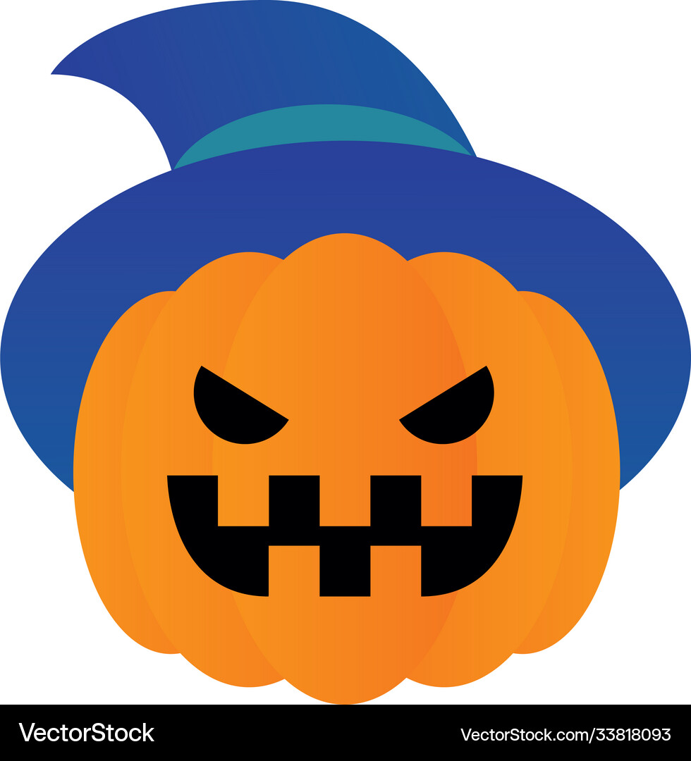 Halloween pumpkin cartoon with hat design Vector Image