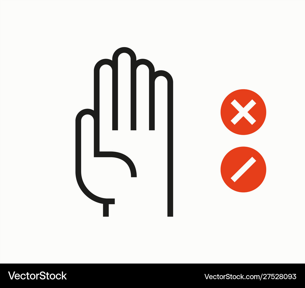 Hand stop sign icon set symbols Royalty Free Vector Image