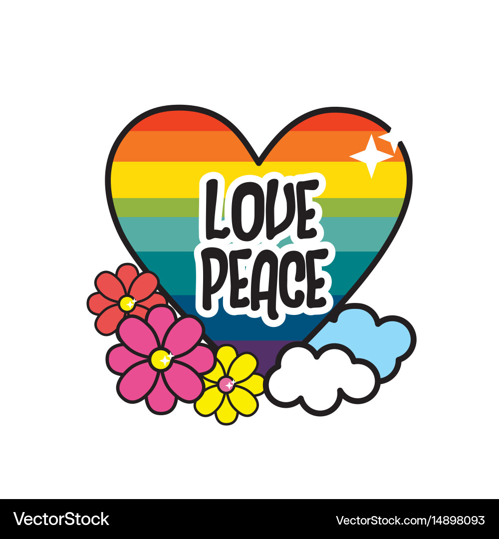 Nice hippie heart with flowers and cloud Vector Image