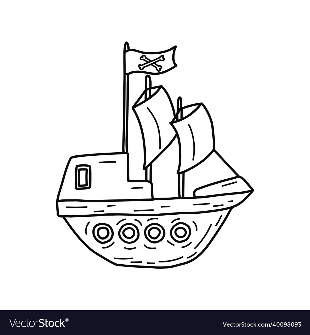 Pirate ship vintage ship with sails Royalty Free Vector