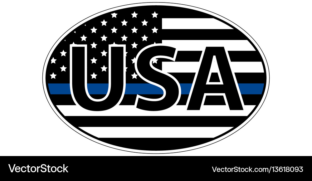Police enforcement flag sticker blue stripe Vector Image