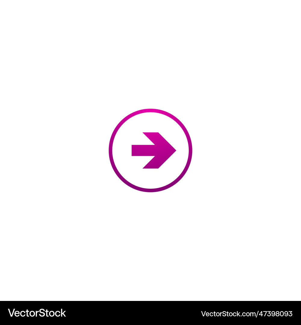 Purple right arrow in circle flat icon isolated Vector Image