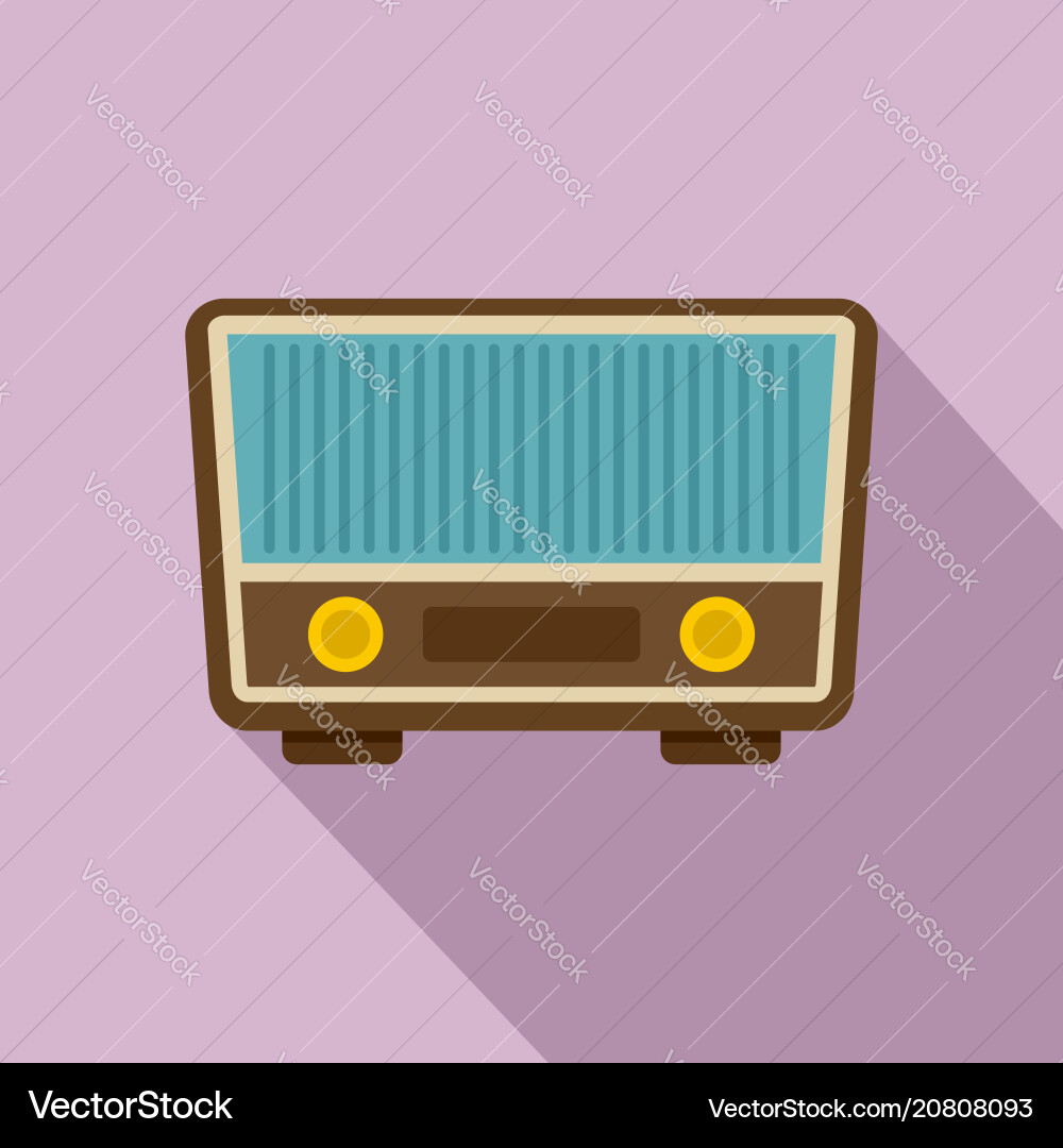 Retro vintage radio icon flat style Royalty Free Vector