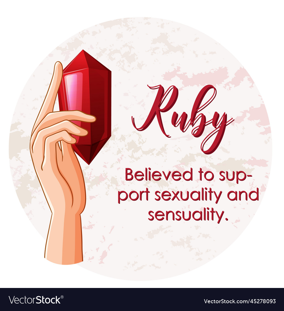 Ruby gemstone with text Royalty Free Vector Image