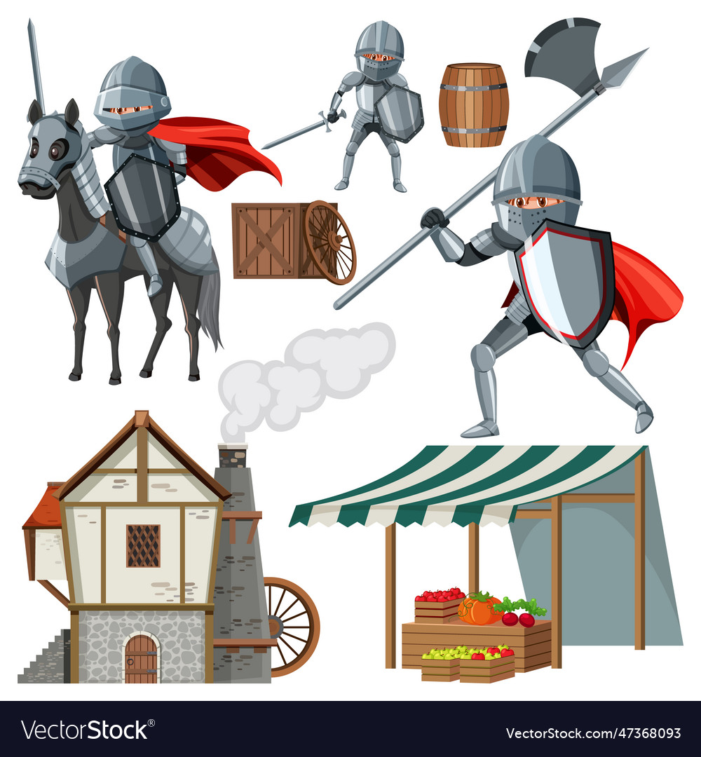 Set of medieval element Royalty Free Vector Image