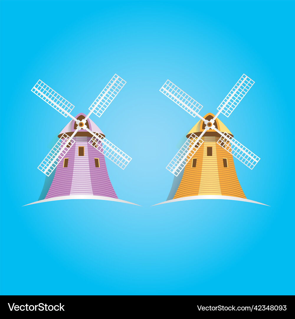Set of windmill cartoon Royalty Free Vector Image