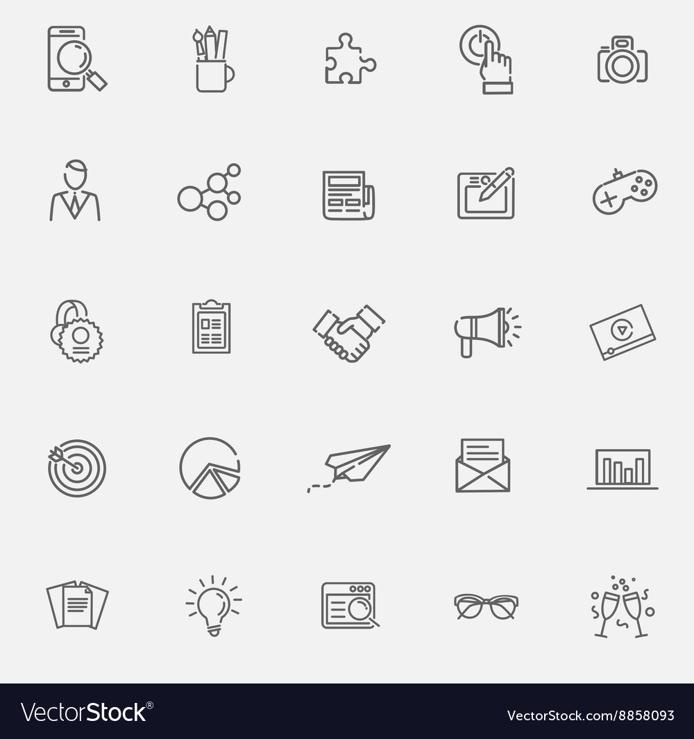 Thin line icons set for business Royalty Free Vector Image