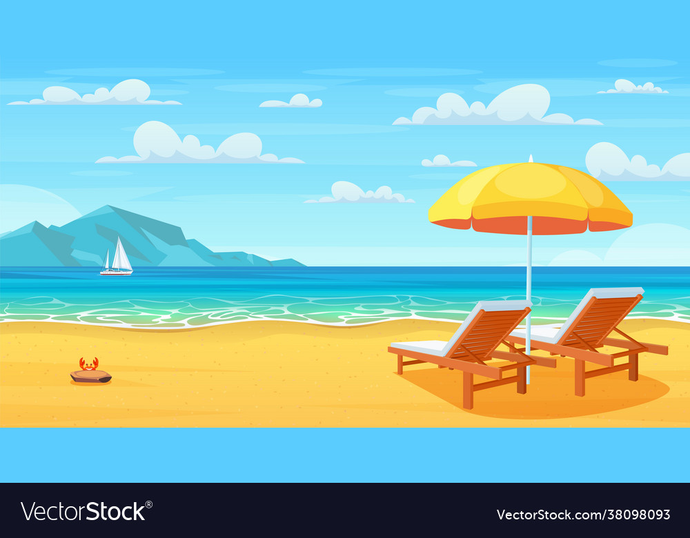 Tropical Beach Scene Royalty Free Vector Image