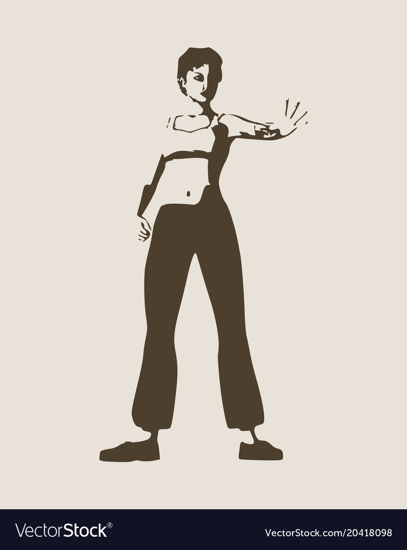 A young woman show stop gesture Royalty Free Vector Image A young woman show stop gesture Royalty Free Vector Image